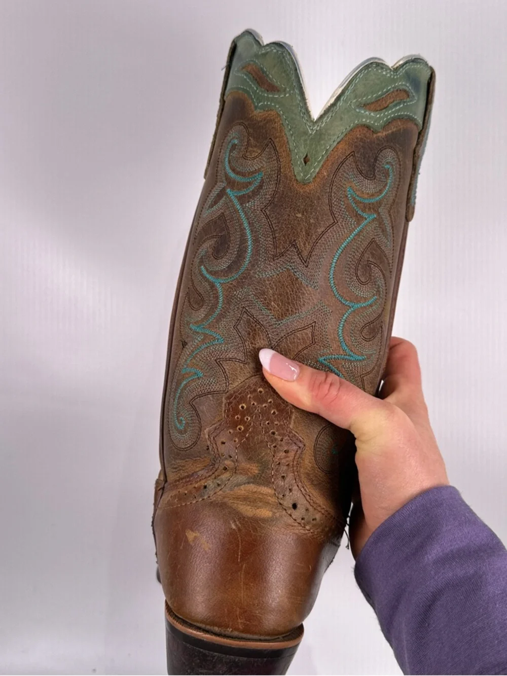 Justin Boots | Shoes | Justin Boots Western Cowgirl Square Toe Leather ...